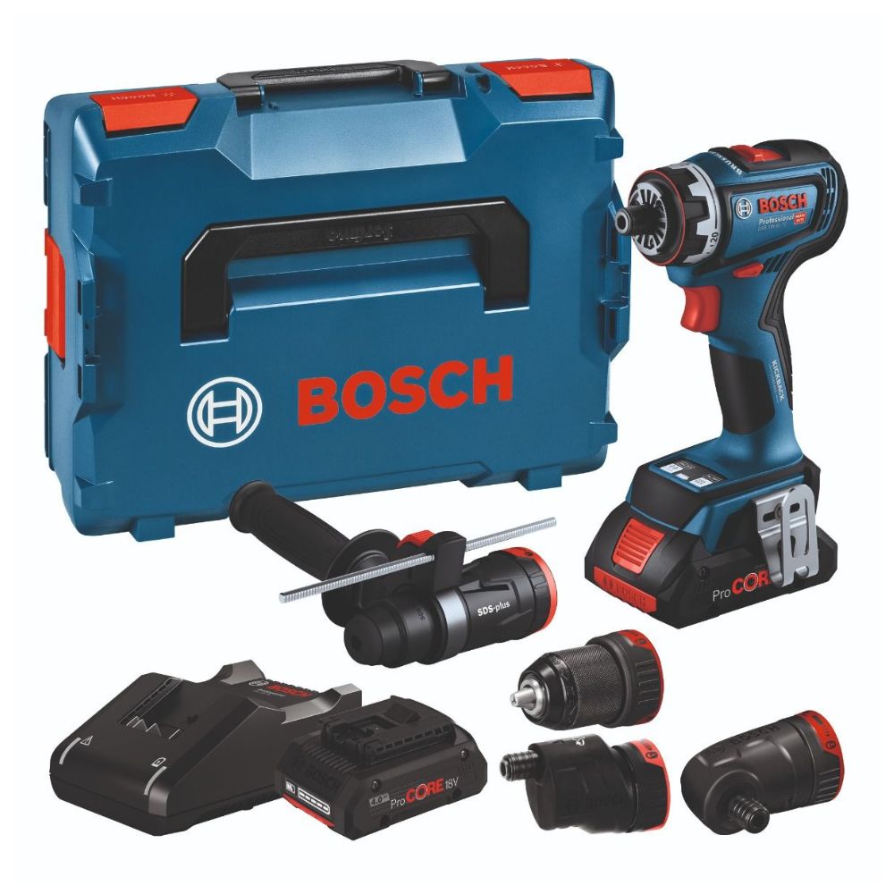 Bosch GSR 18V-90 FC akumulatorska bušilica/odvrtač; 2x ProCORE 18V 4,0 Ah + 4 FC nastavka ...